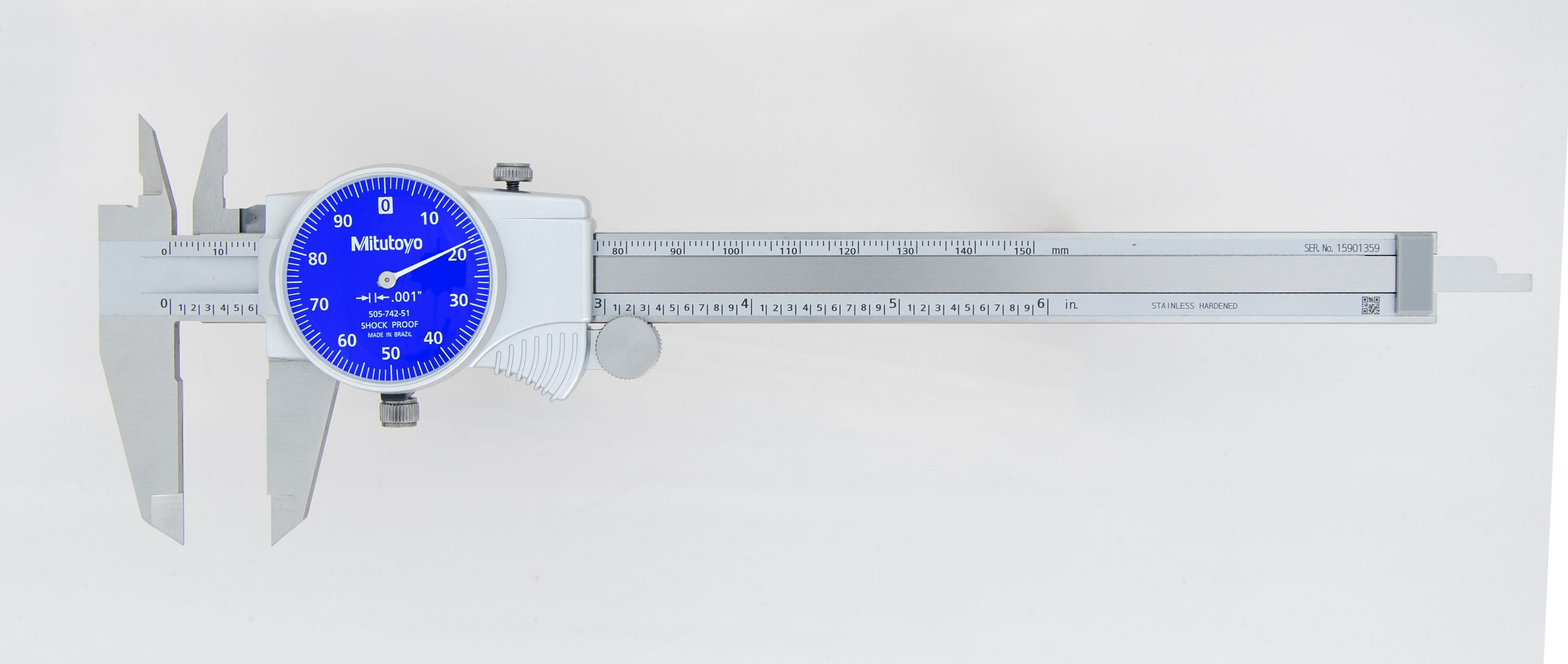 Mitutoyo 505-742-51J Dial Caliper, .1 in/ Rev, (0-100), Blue Dial, 0-6 ...