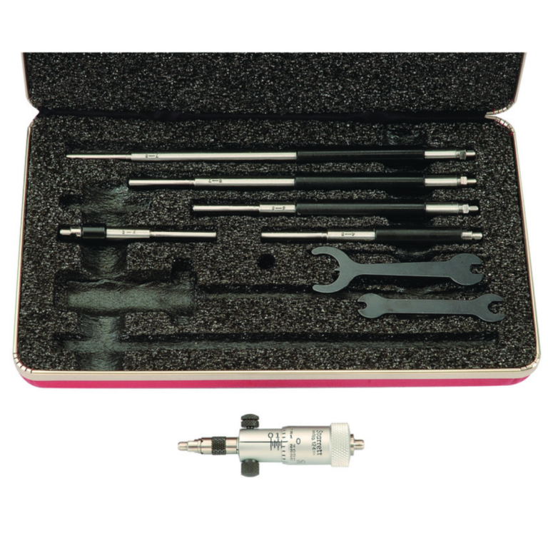 Starrett 124AZ Solid-Rod Inside Micrometer Set with Case, 2-8"