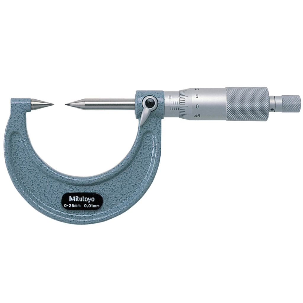 Mitutoyo 112-201 Mechanical Point Micrometer, Ratchet Stop, 30°