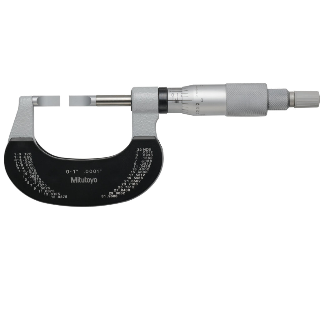 Mitutoyo 122-135-10 Blade Micrometer, Ratchet Stop, 0-1" - Master Gage ...
