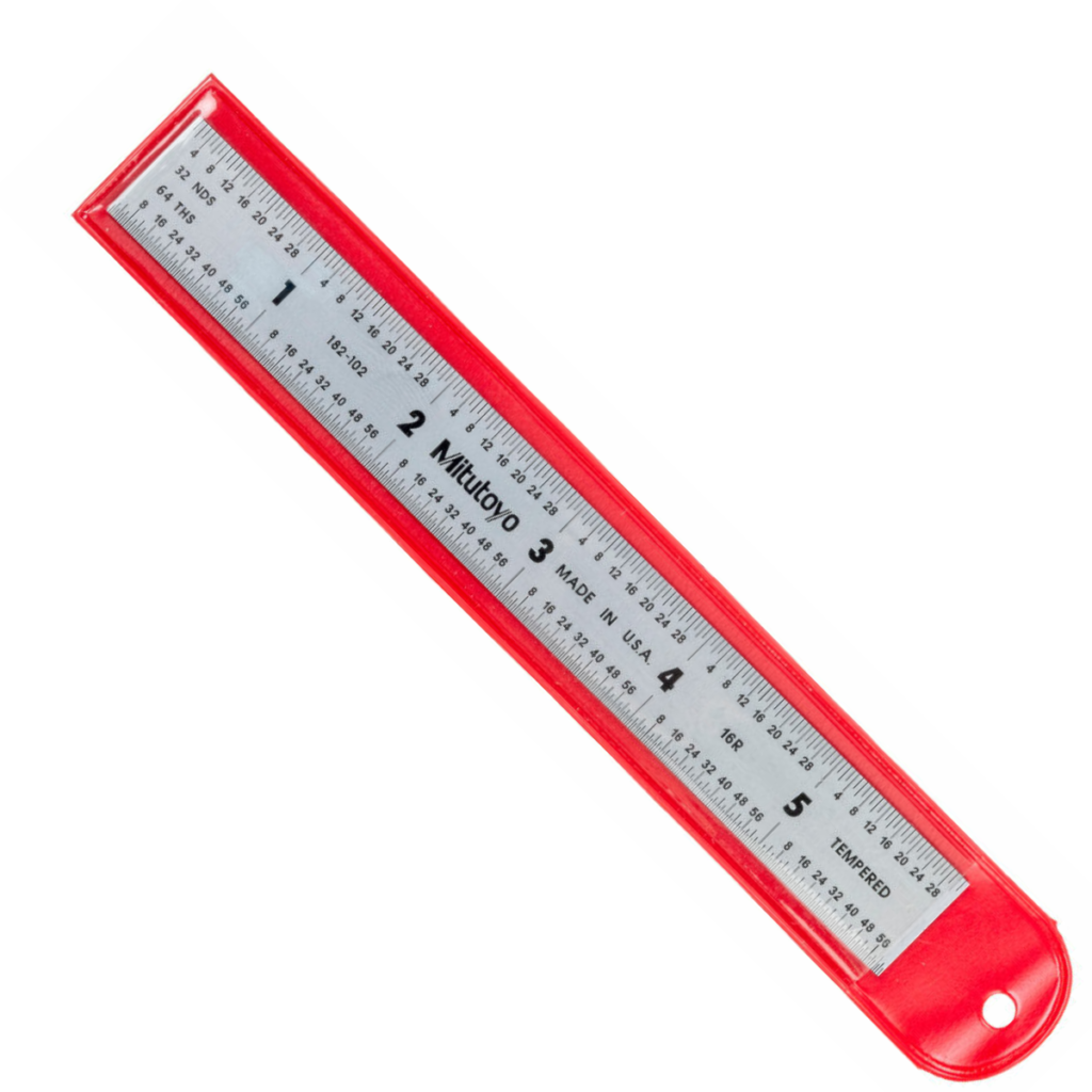 Mitutoyo 182-102 Wide Steel Rule, 6" 16R (1/32, 1/64, 1/50...)