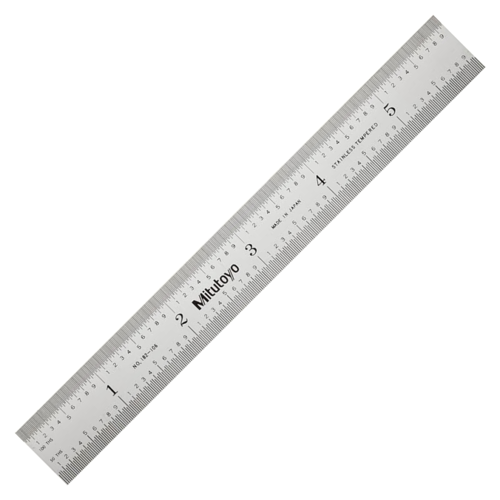 Mitutoyo 182-106 Wide Steel Rule, 6"/150mm (1/50, 1/100, 1mm...)