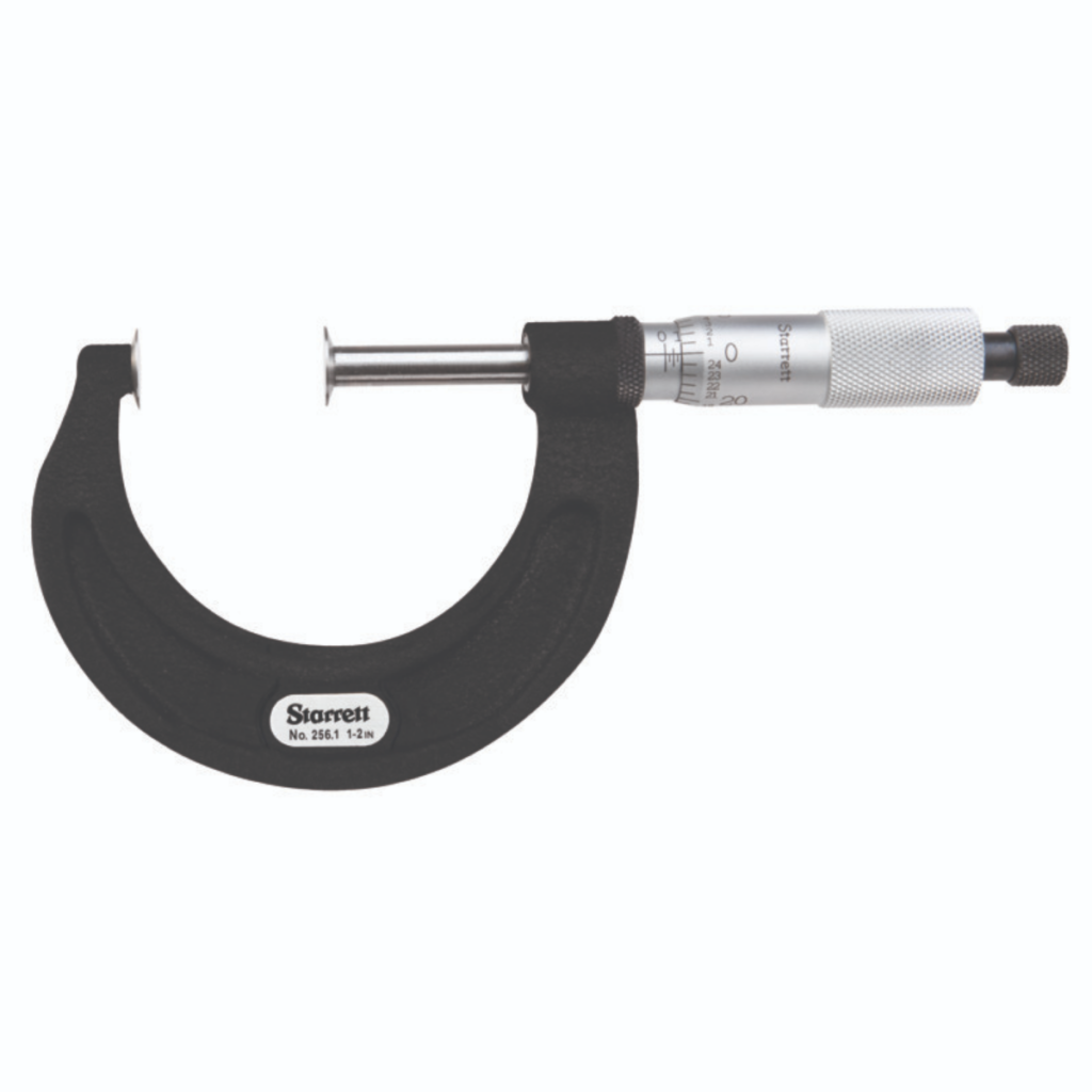 Starrett 256RL-2 Disc Micrometer, Ratchet Thimble, 1-2"